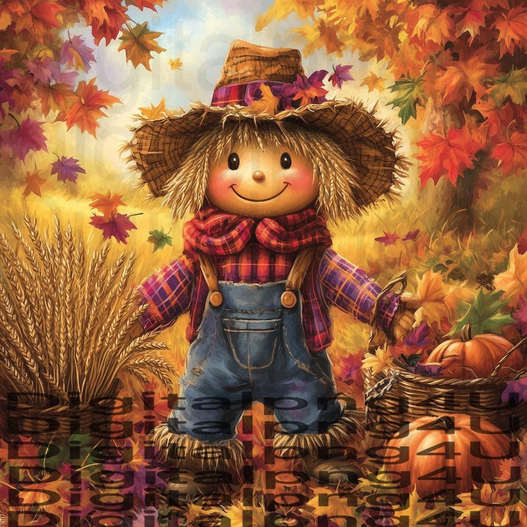 Scarecrow Fall Autumn PNG Sublimation DIGITAL DESIGN Download Wreath ...
