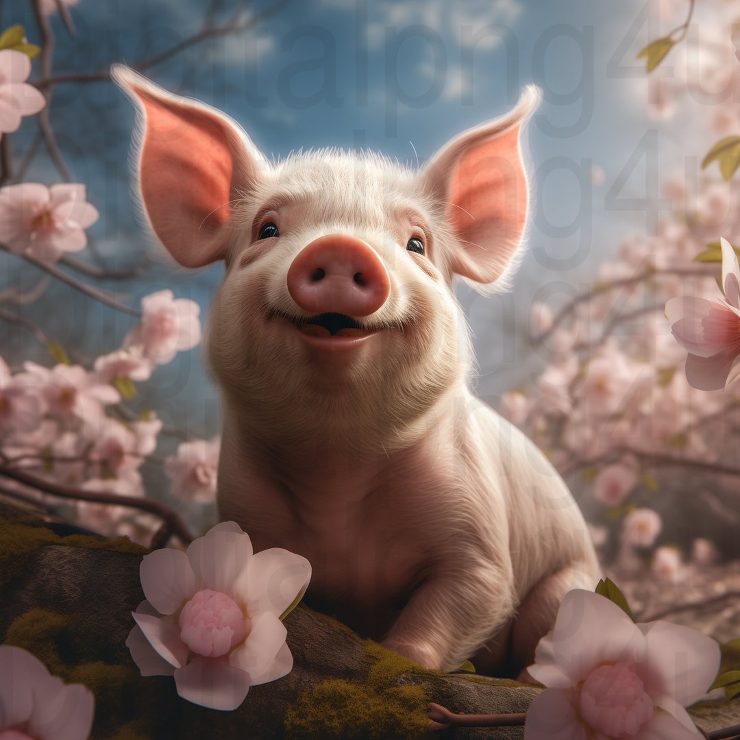 Pig Png Cute Happy Pig Square Png Sublimation Digital Design Download ...