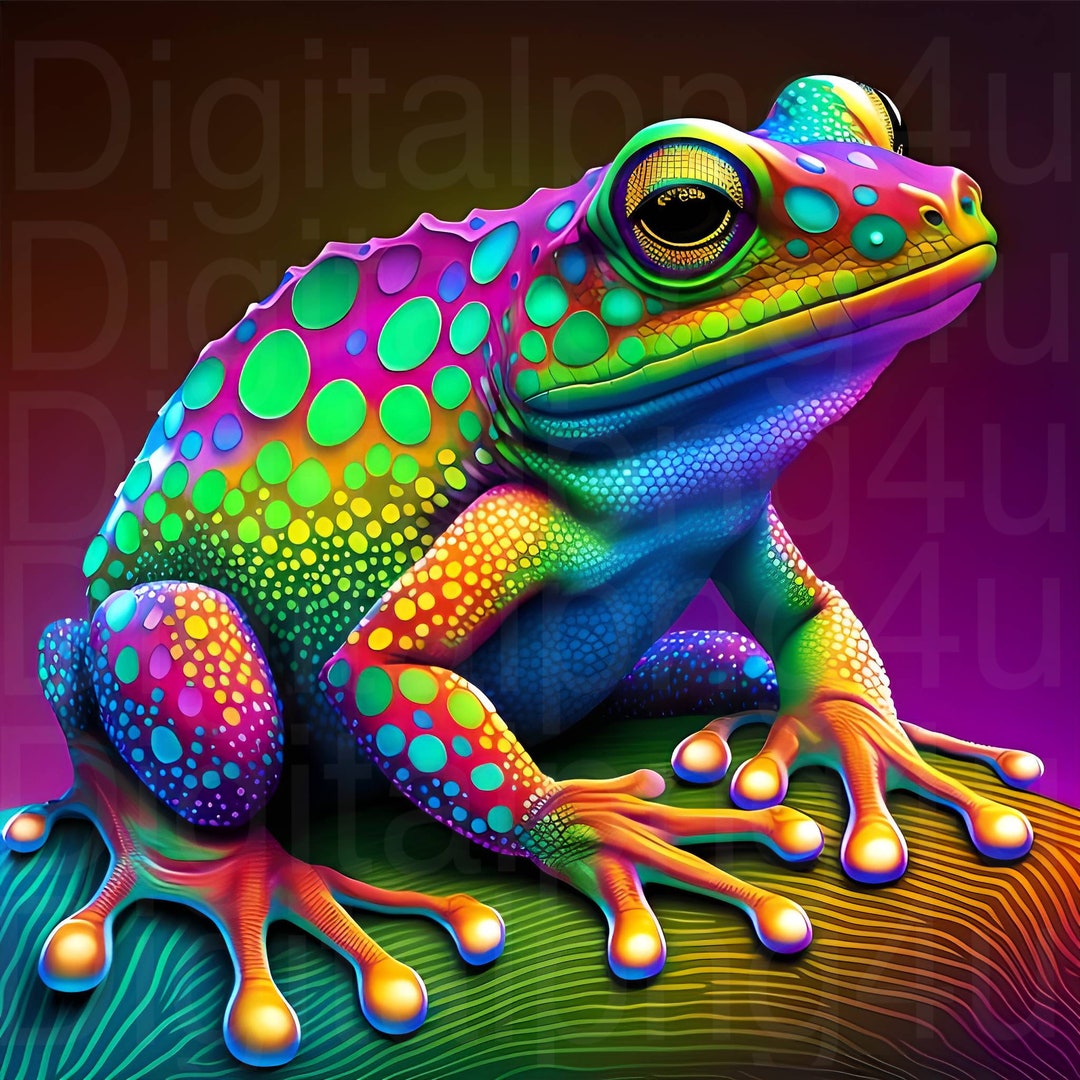Colorful Vibrant Frog Png Sublimation Digital Design Download Wreath ...