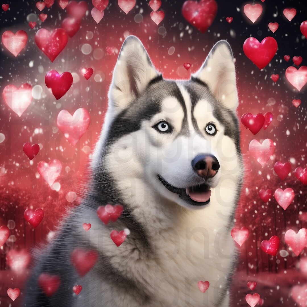 Husky Dog Valentines Png Sublimation Digital Design Download Wreath ...