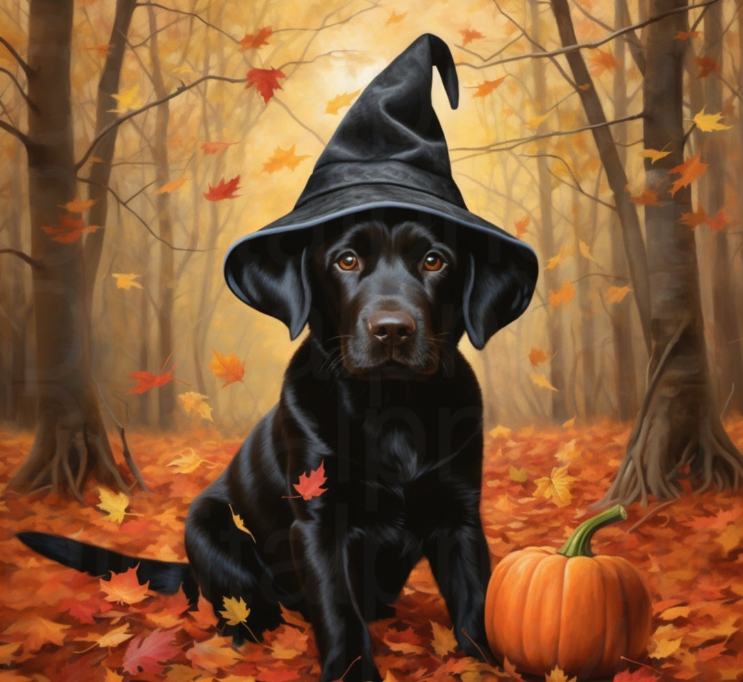 Black Labrador Fall Witch Png Sublimation Digital Design Download ...