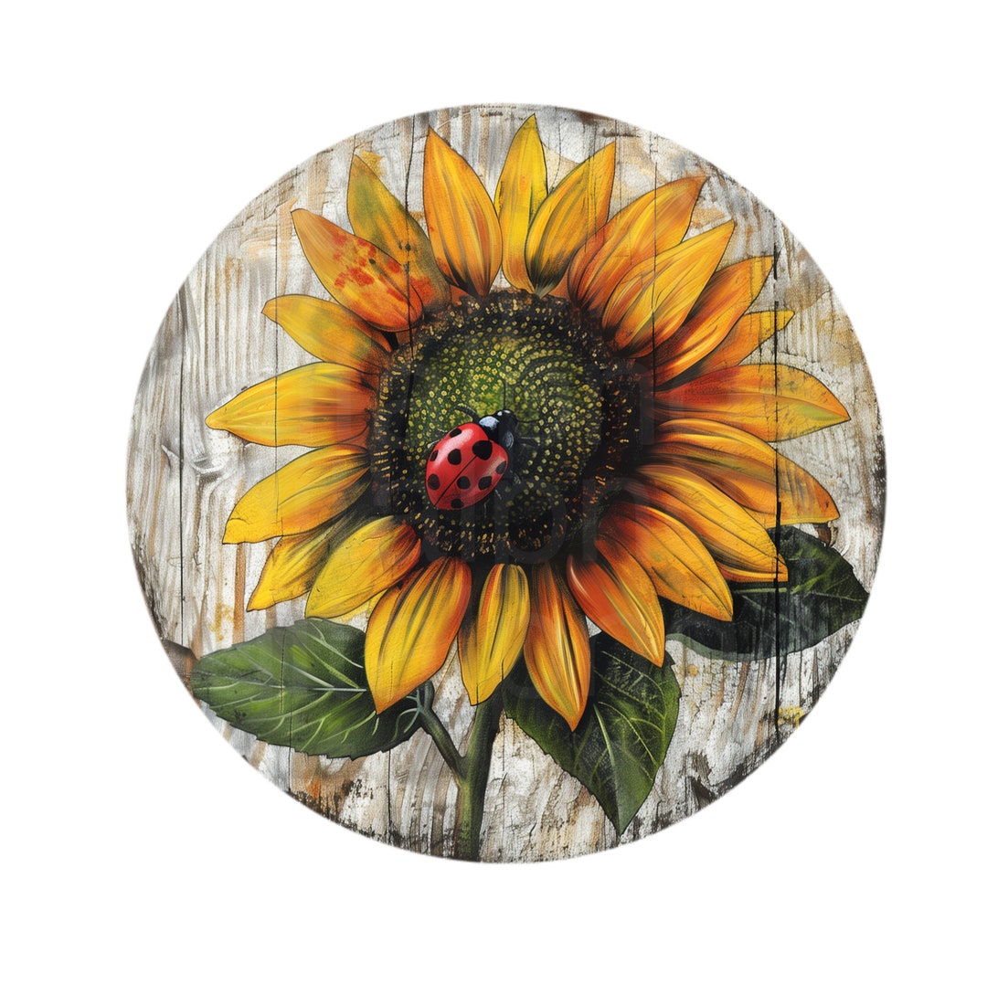 Ladybug and Sunflower Round Png Sublimation Digital Design Download ...