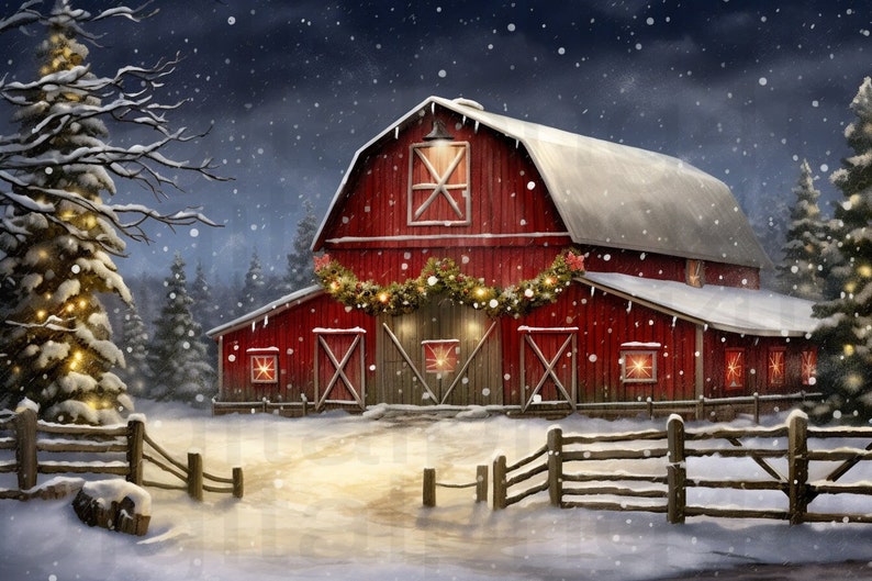 Old Red Barn Winter Christmas Png Sublimation Digital Design Download ...