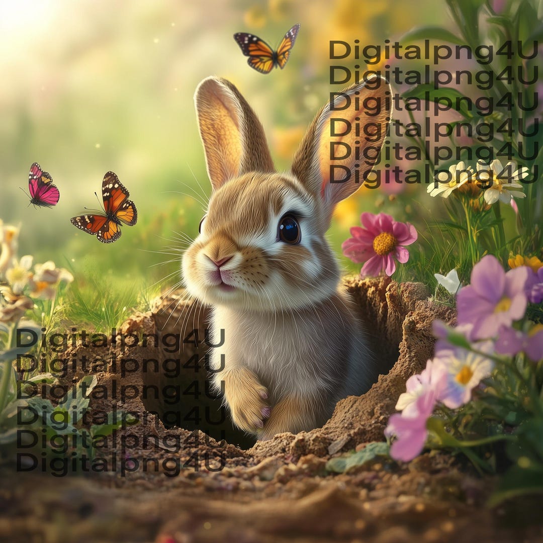 Bunny and Butterflies Spring Easter PNG Sublimation DIGITAL DESIGN ...
