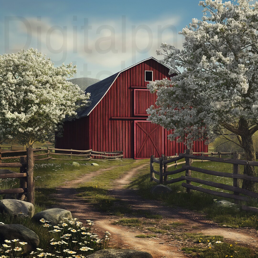 Barn Old Red Barn in the Country PNG Sublimation Digital Design ...