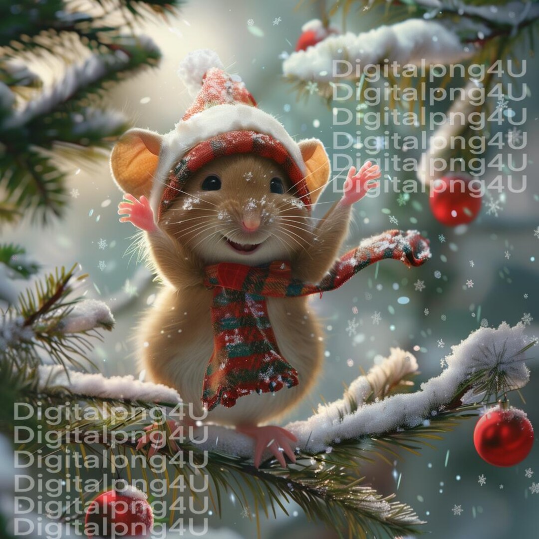 Cute Christmas Mouse Winter PNG Sublimation DIGITAL DESIGN Download ...
