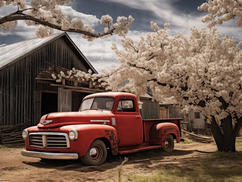 Red Truck Spring Png Sublimation Digital Design Download Wreath Sign ...