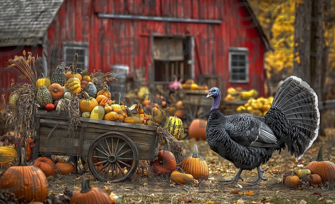 Turkey and Farm Fall Thanksgiving PNG Sublimation Digital Design ...