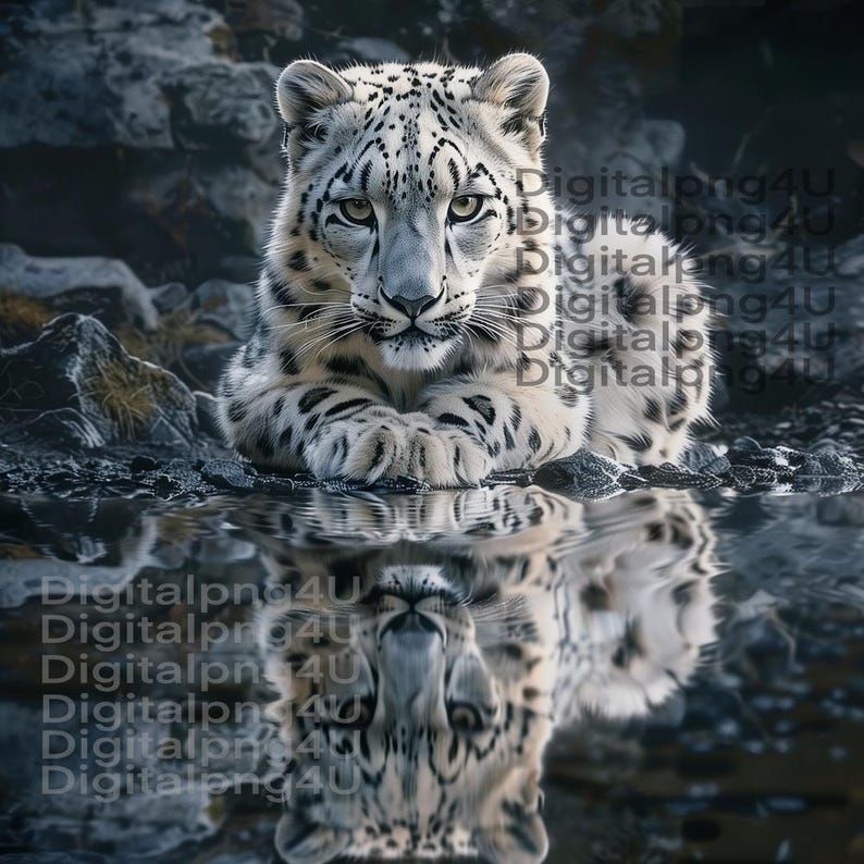 Snow Leopard PNG Sublimation DIGITAL DESIGN Download Wreath Sign Wind ...