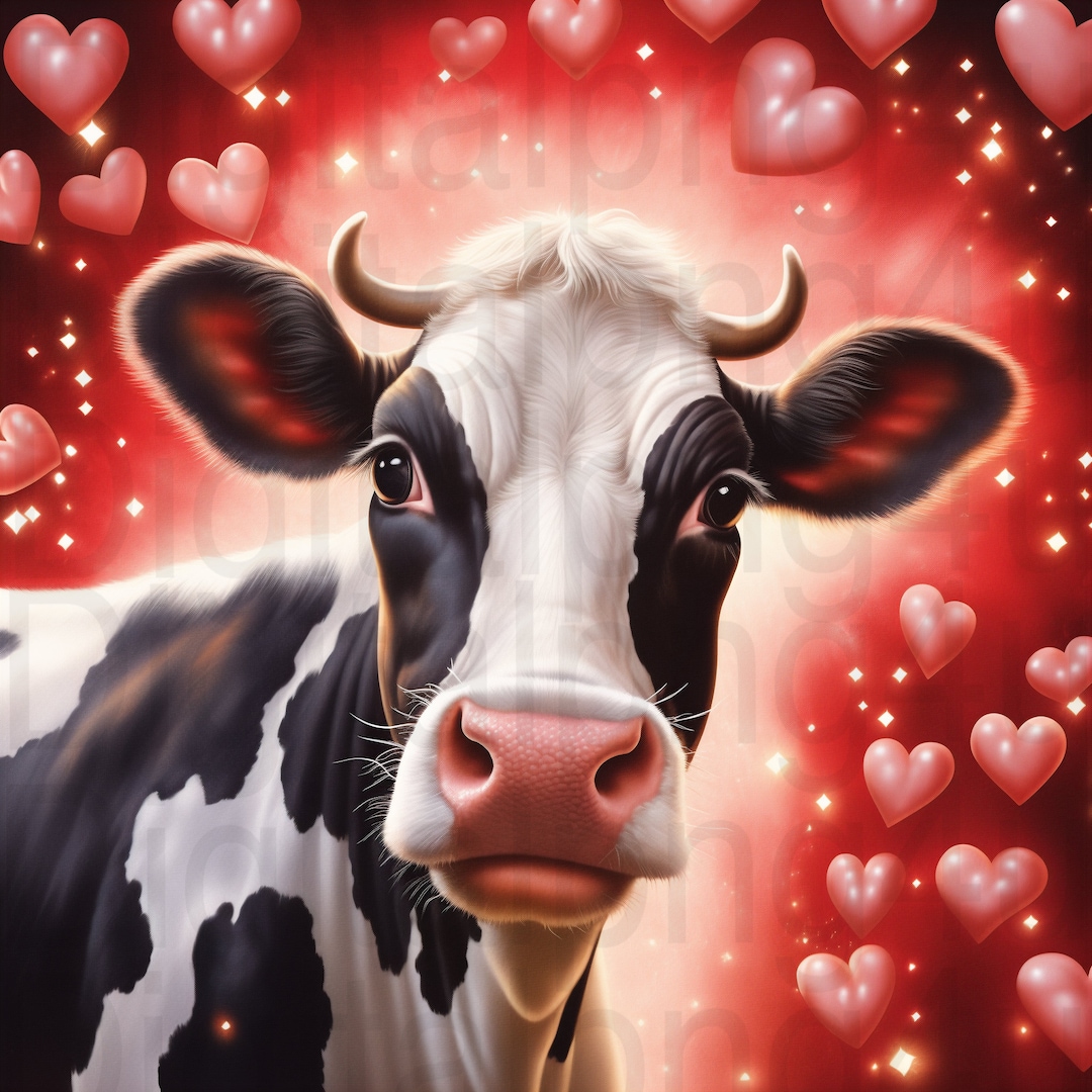 Cow Valentines Day Png Sublimation Digital Design Download Wreath Sign ...