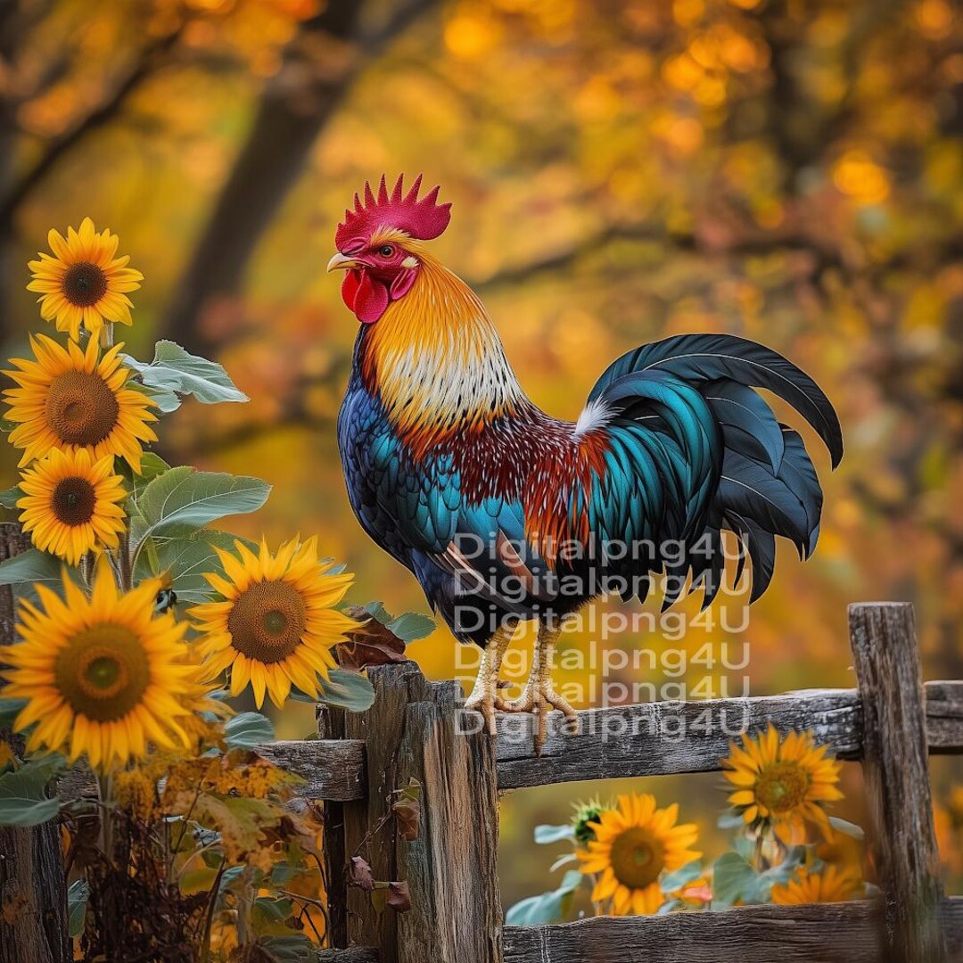 Rooster and Sunflowers Fall PNG Sublimation DIGITAL DESIGN Download ...