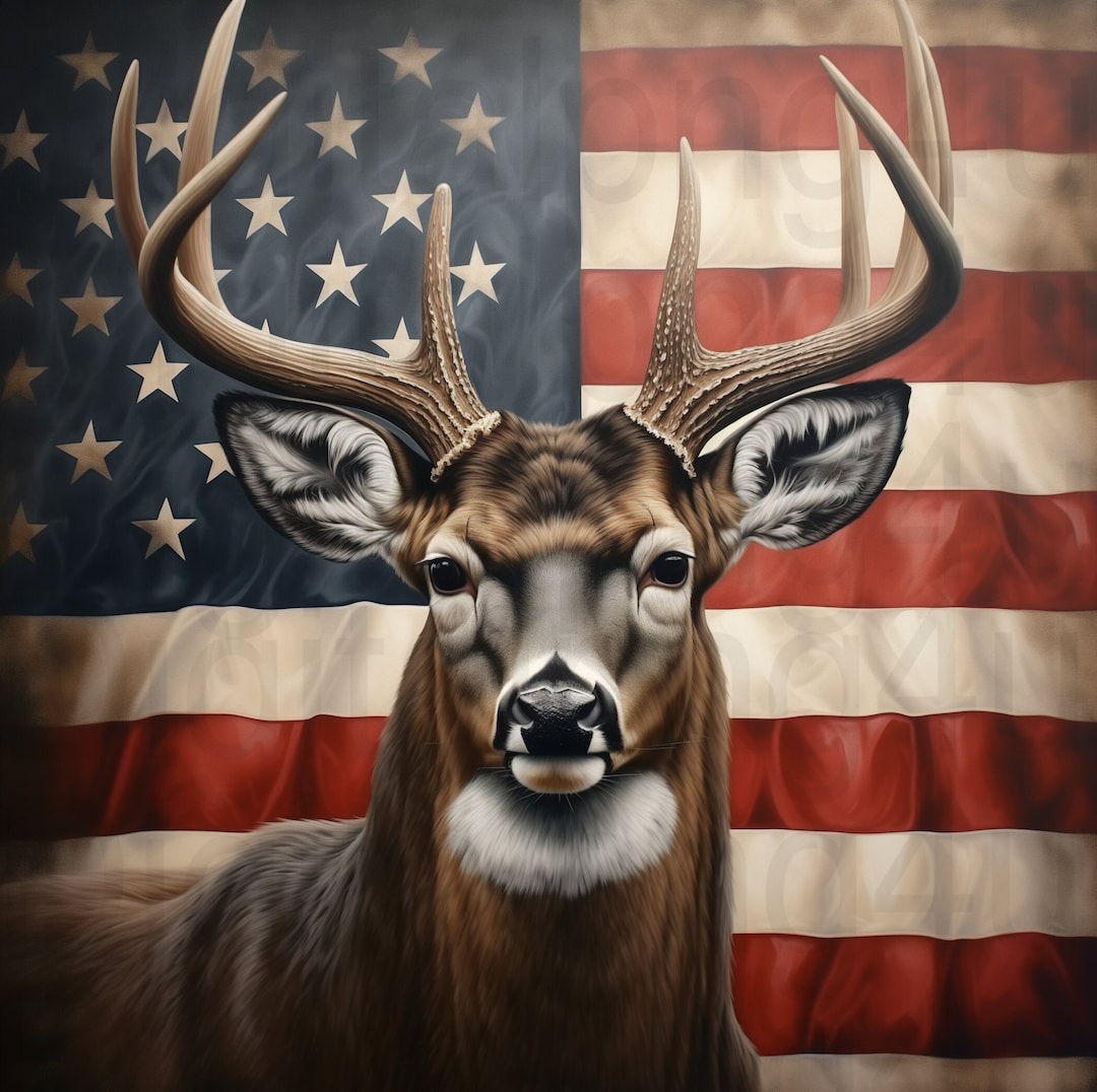 Deer Buck USA Patriotic Png Sublimation Digital Design Download Wreath ...