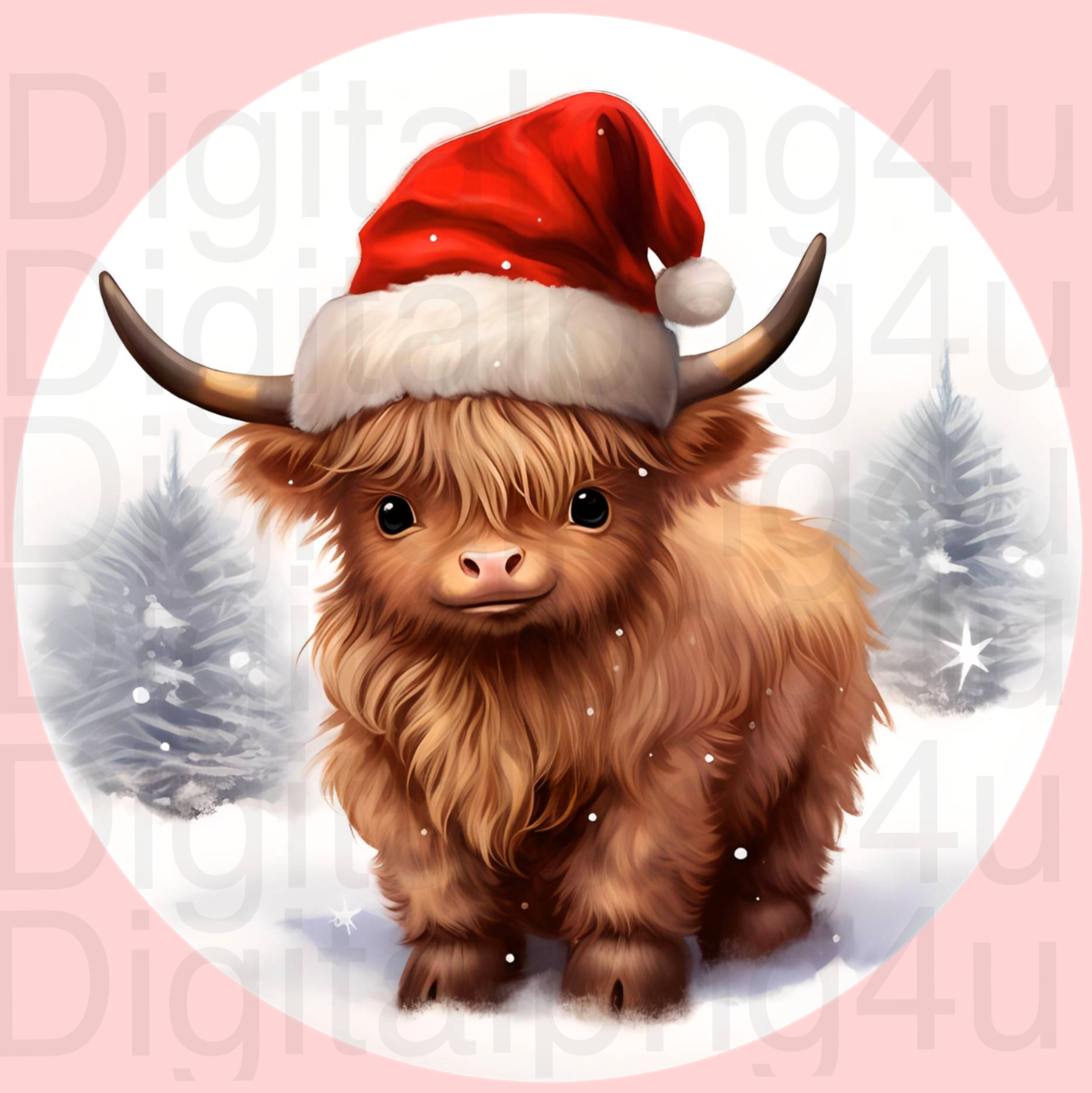 Baby Highland Cow Round Png Sublimation Digital Design Download Wreath ...