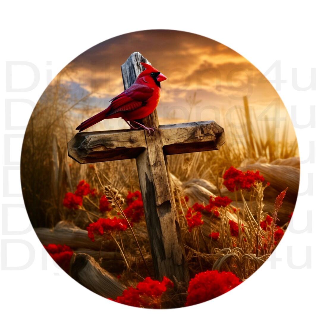 Cardinal and Cross Round PNG Sublimation Digital Design Download ...