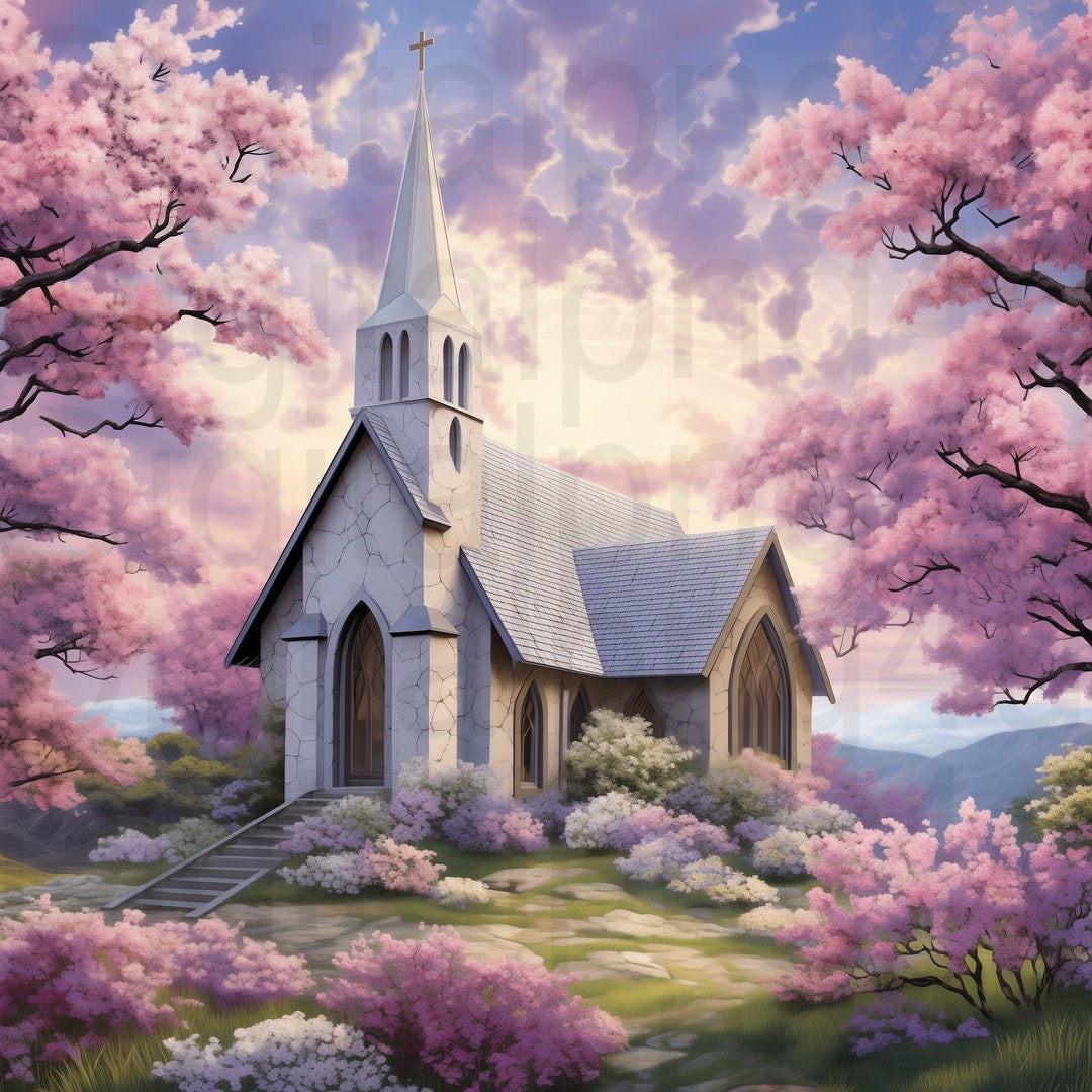 Church Spring Easter Png Sublimation Digital Design Download Wreath ...