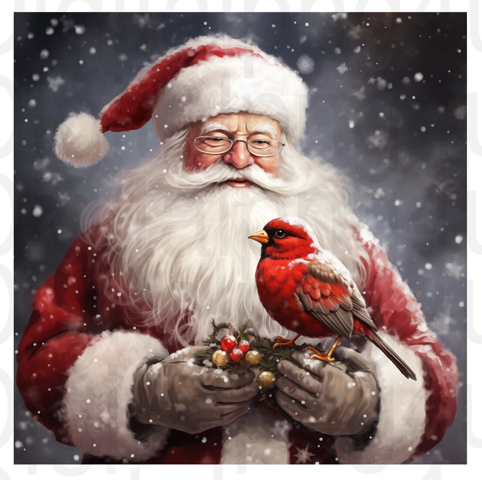 Santa and Bird Christmas Png Sublimation Digital Design Download ...
