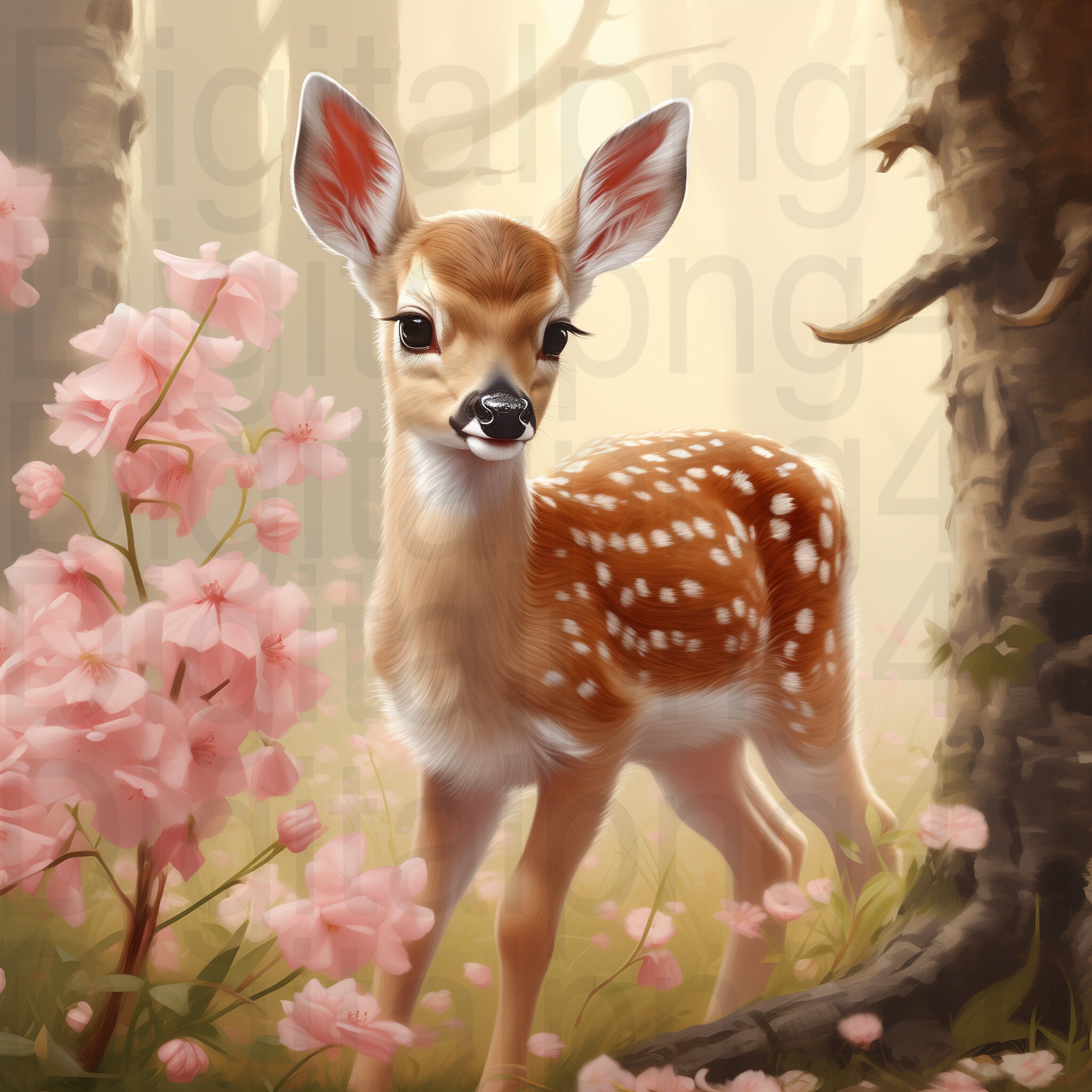 Deer Fawn Spring Png Sublimation Digital Design Download Wreath Sign ...