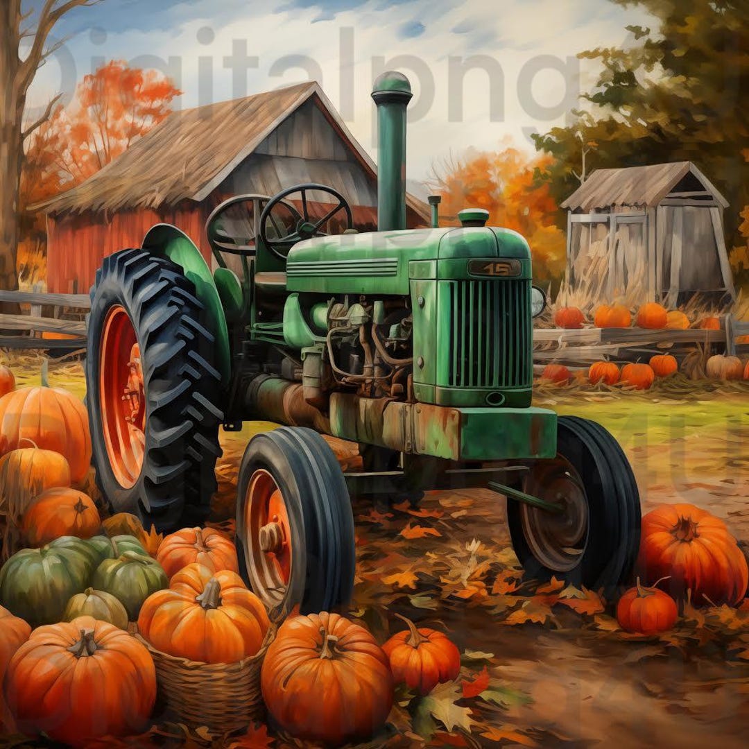 Tractor and Pumpkins Fall Farm PNG Sublimation Digital Design Download ...