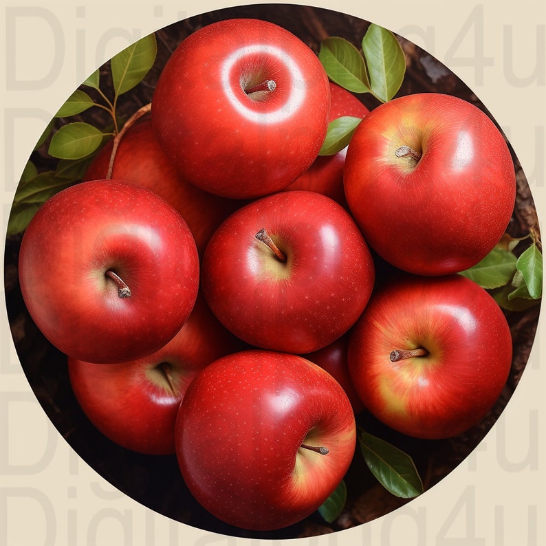 Apple Round Png Sublimation Digital Design Download Wreath - Etsy