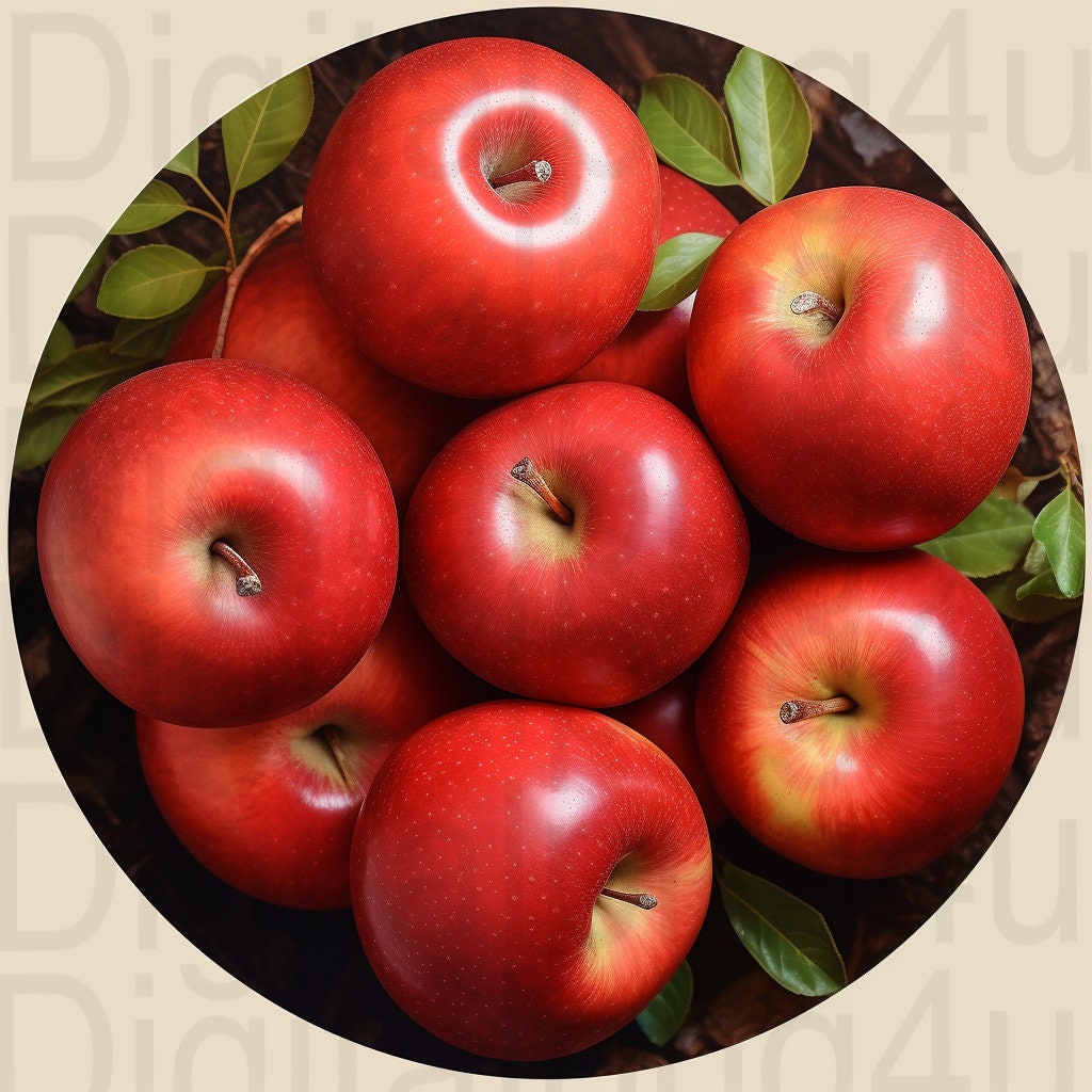 Apple Round Png Sublimation Digital Design Download Wreath - Etsy