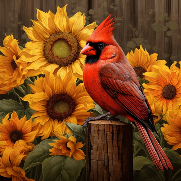 Cardinal Sunflowers Wind Spinner Digital Design Download - Etsy