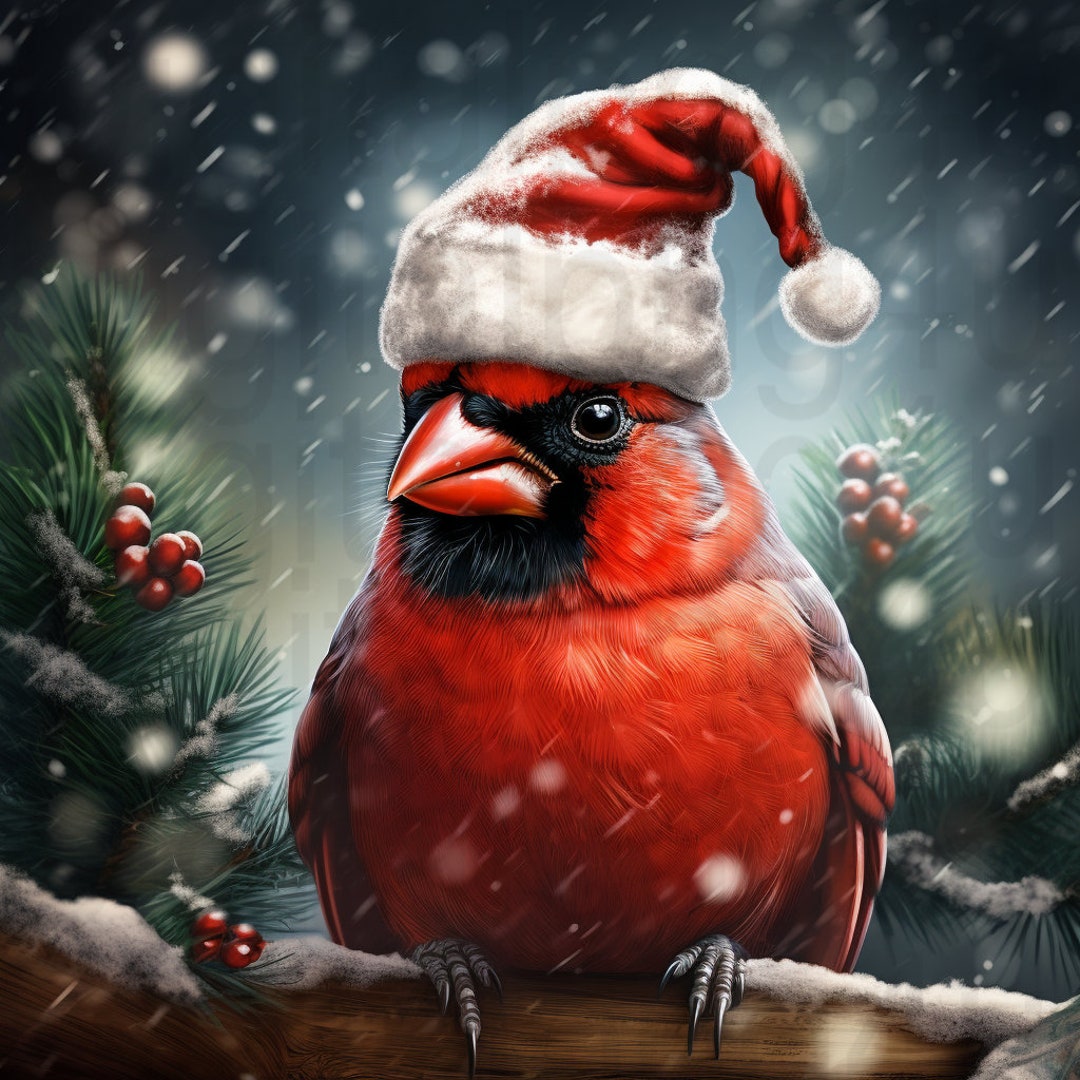 Cardinal Santa Christmas Png Sublimation Digital Design Download Wreath ...