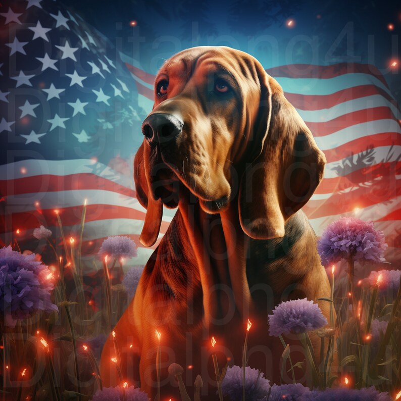 Bloodhound Patriotic USA Png Sublimation Digital Design Download Wreath ...