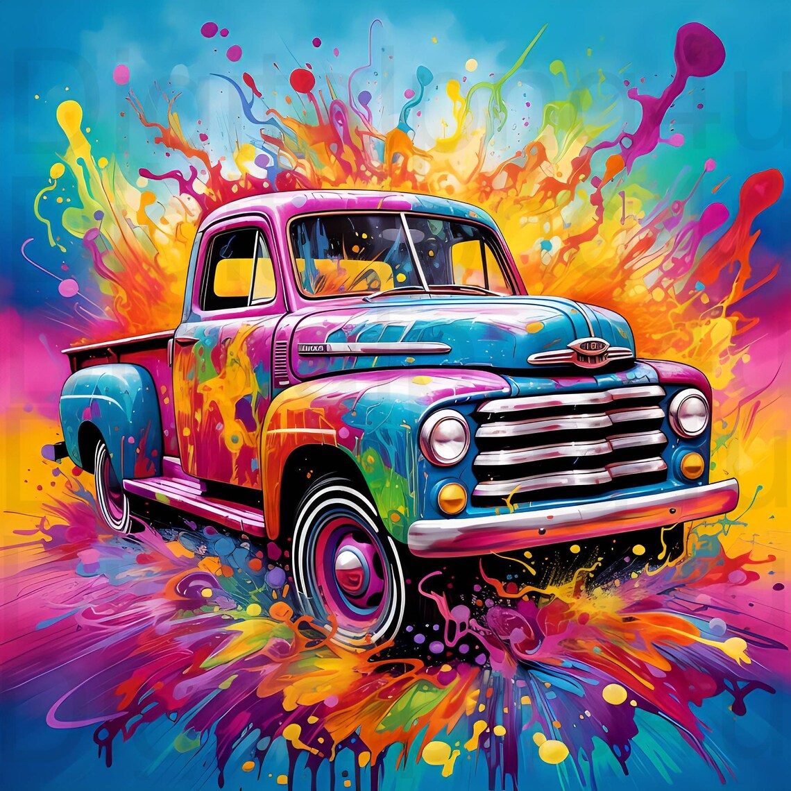 Truck Colorful Png Sublimation Digital Design Download - Etsy