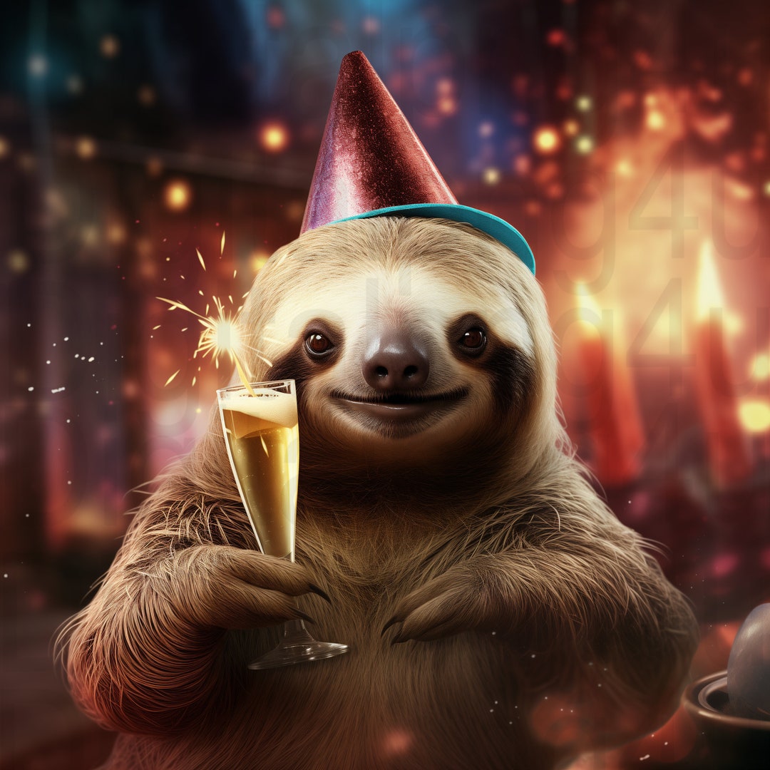 Sloth New Years Png Sublimation Digital Design Download Wreath Sign ...