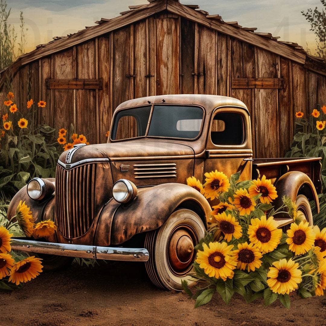 Beautiful Old Vintage Truck Fall Png Sublimation Digital Design ...