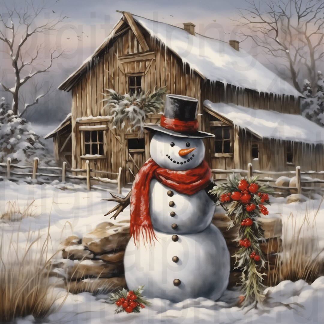 Rustic Snowman Winter Christmas Png Sublimation Digital Design Download ...