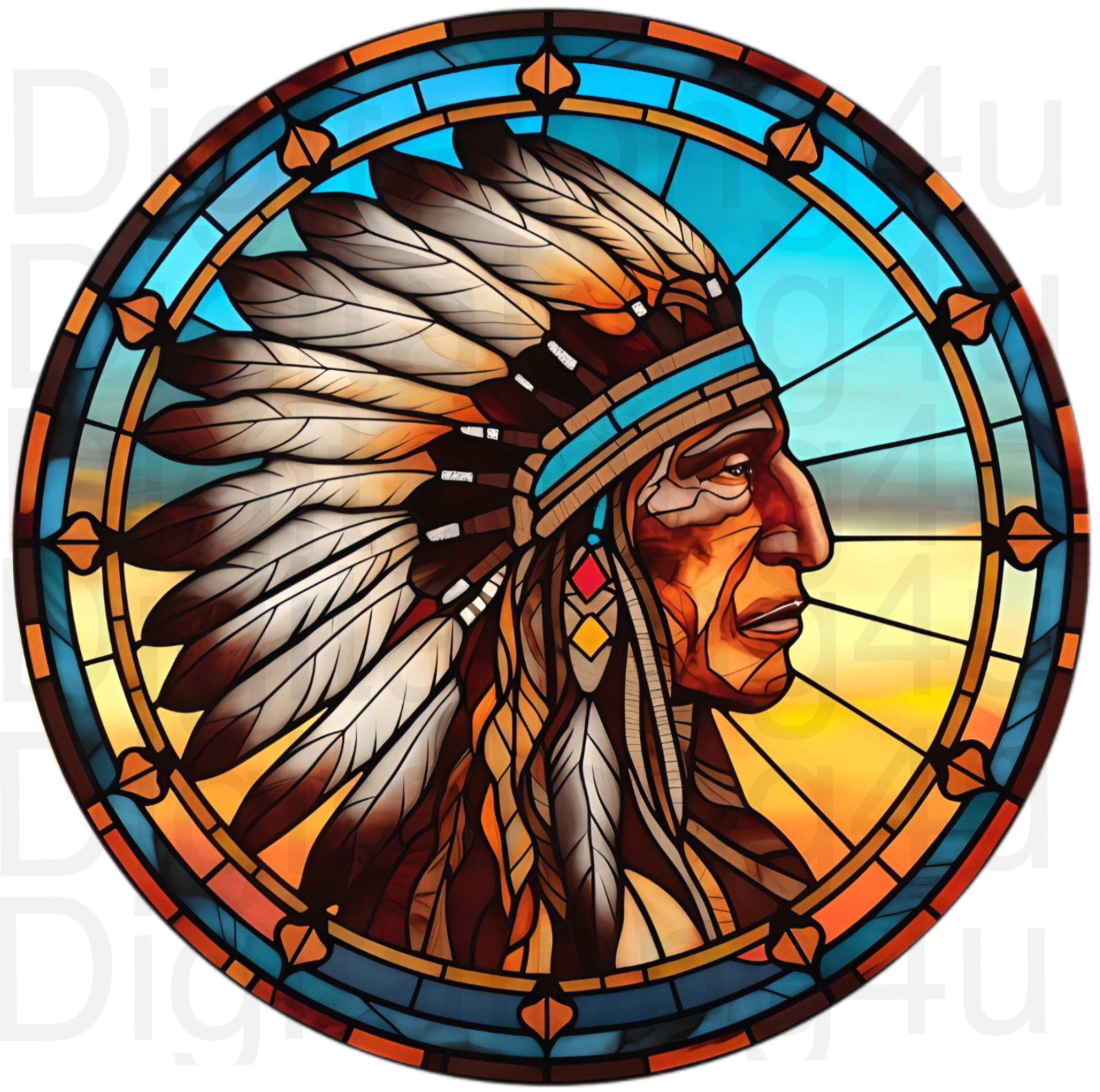 Stained Glass Native Americans