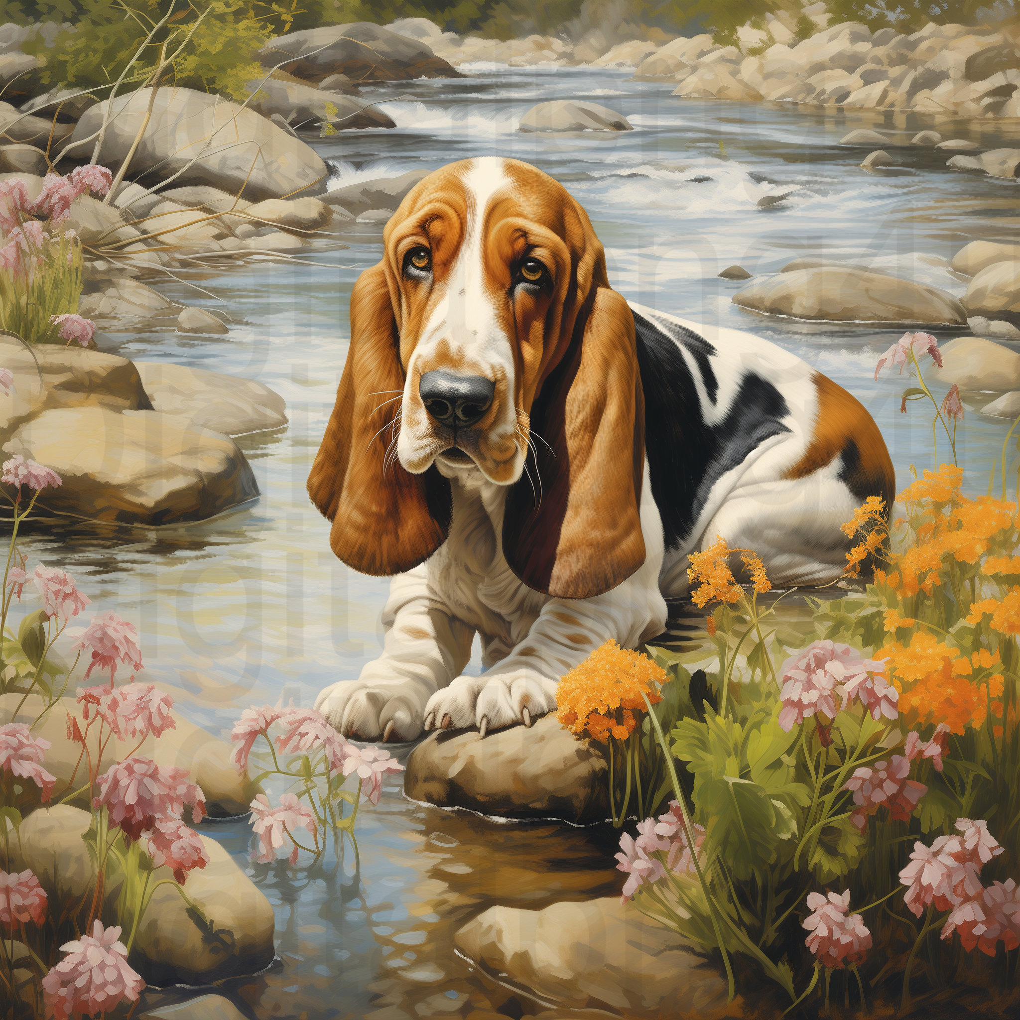 Basset Hound Cute Spring Time Png Sublimation Digital Design Download ...