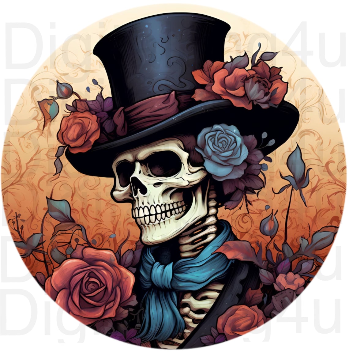 Skeleton Fall Halloween Round Png Sublimation Digital Design - Etsy