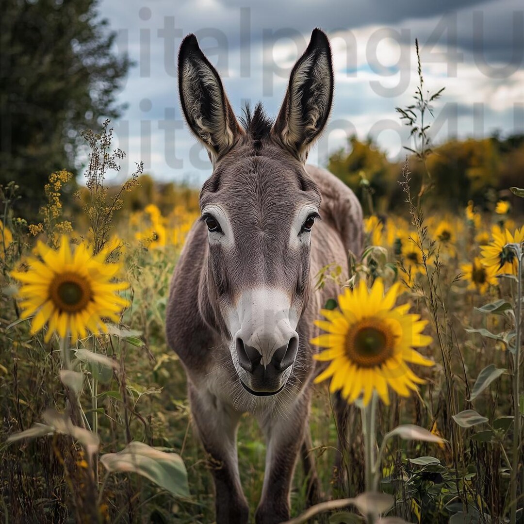 Donkey and Sunflowers Fall PNG Sublimation Digital Design Download ...