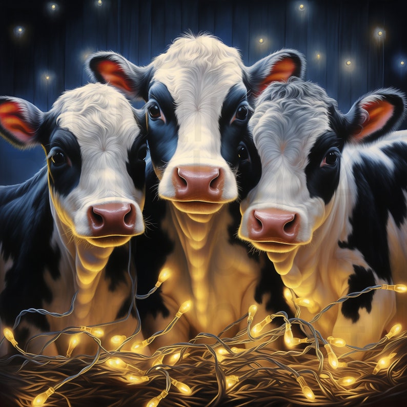 Cow Christmas Png Sublimation Digital Design Download Wreath Sign Wind ...