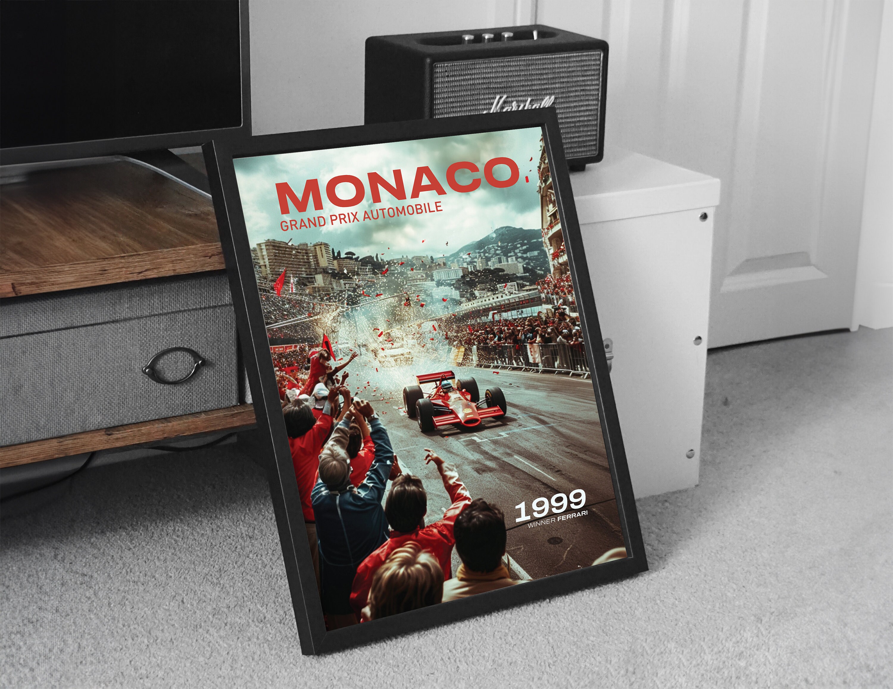 Monaco Grand Prix Print, Vintage Wall Art, Car Race Poster, 1999 Grand ...