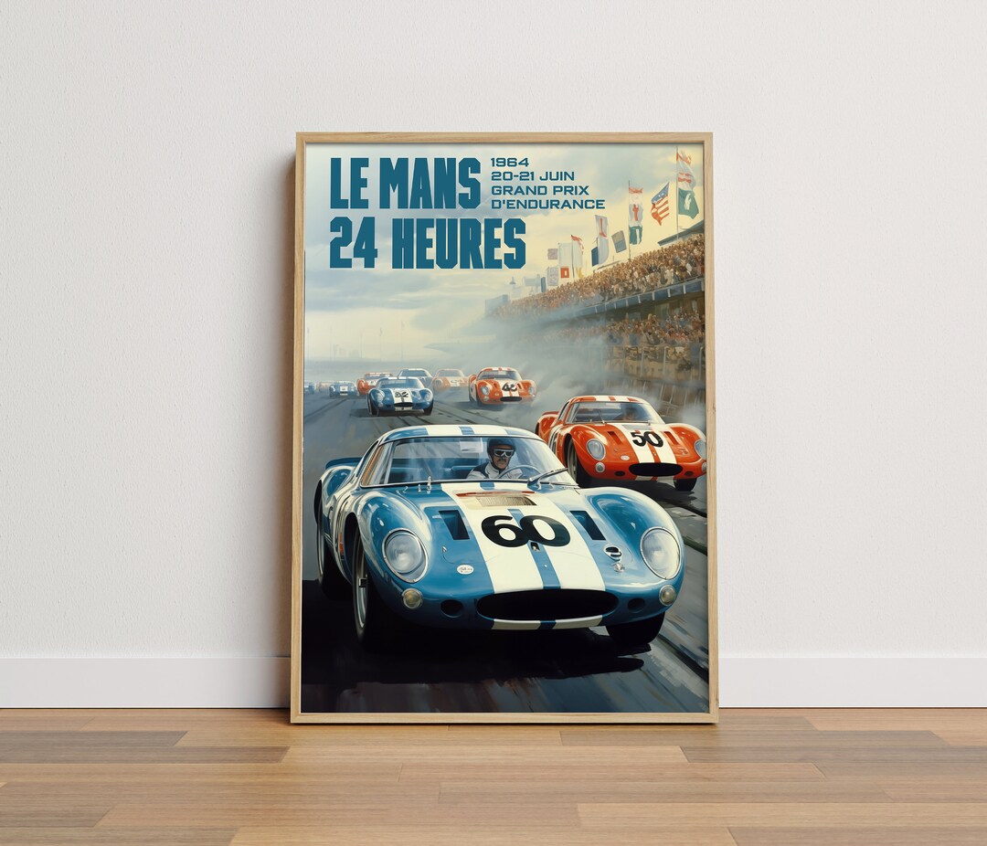 Car Race Wall Art, 1964 Sports Car Race Print, Car Race in France Print ...