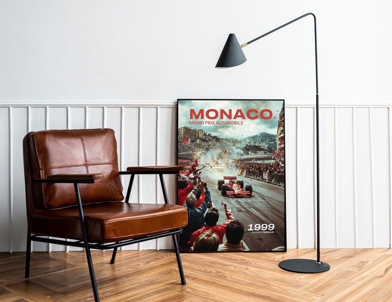 Monaco Grand Prix Print, Vintage Wall Art, Car Race Poster, 1999 Grand ...