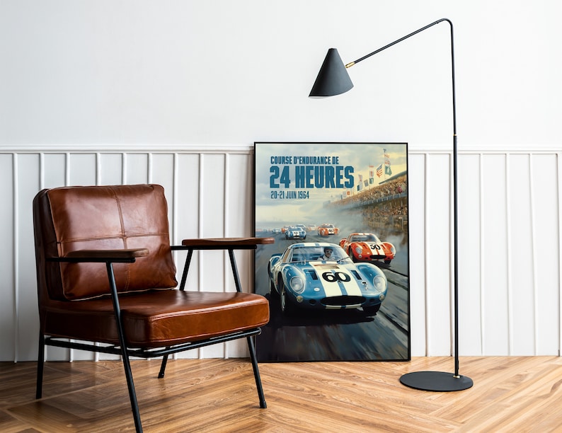 Car Race Wall Art, 1964 Sports Car Race Print, Car Race in France Print ...