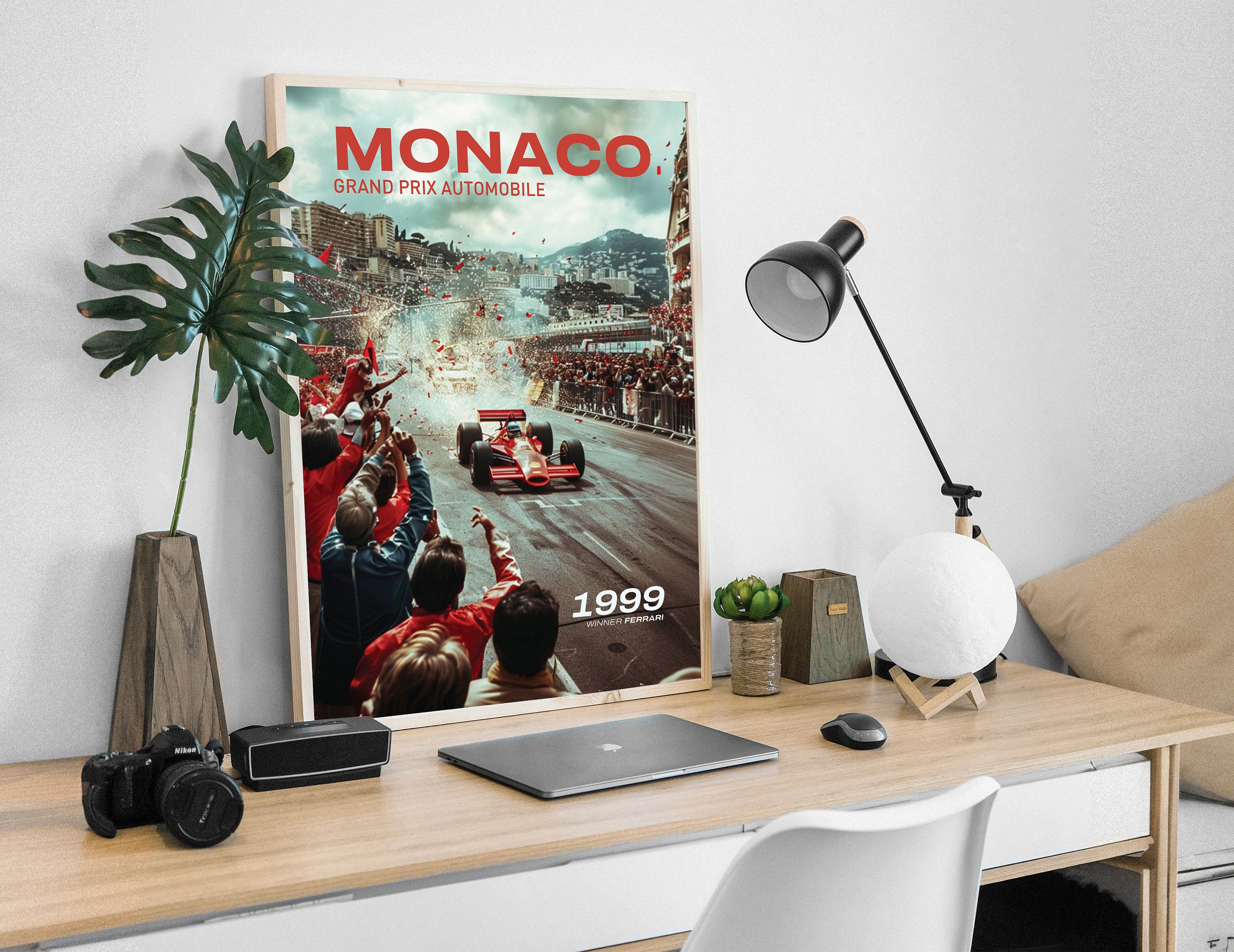 Monaco Grand Prix Print, Vintage Wall Art, Car Race Poster, 1999 Grand ...