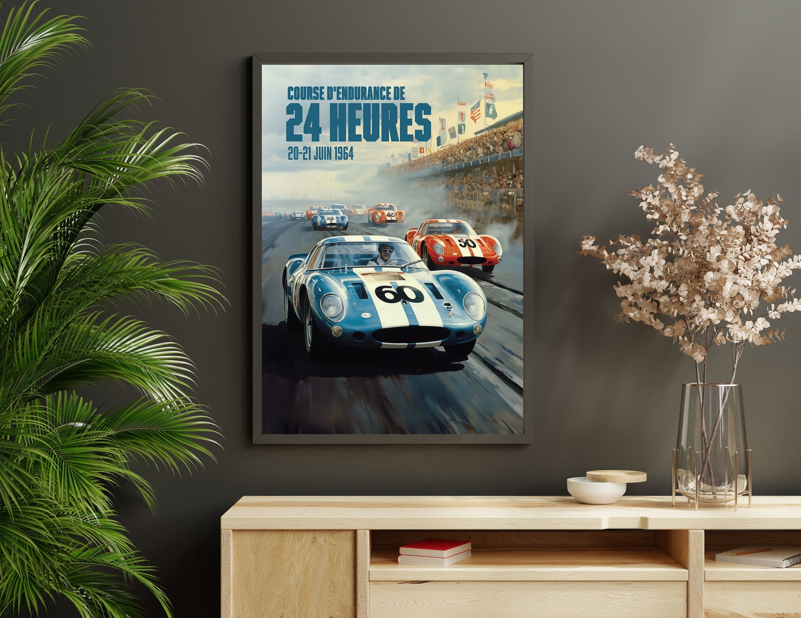 Car Race Wall Art, 1964 Sports Car Race Print, Car Race in France Print ...