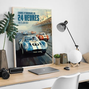 Car Race Wall Art, 1964 Sports Car Race Print, Car Race in France Print ...