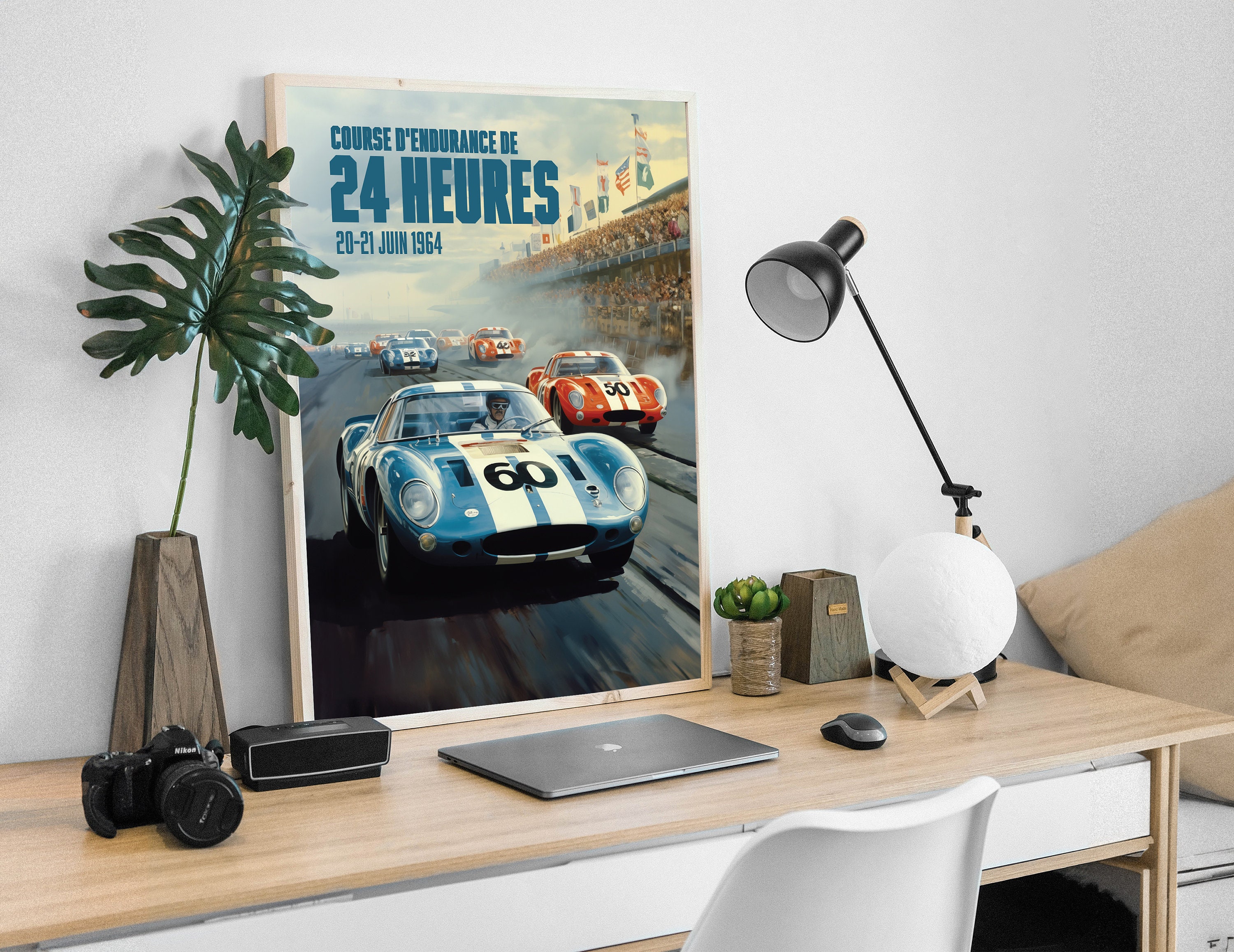Car Race Wall Art, 1964 Sports Car Race Print, Car Race in France Print ...