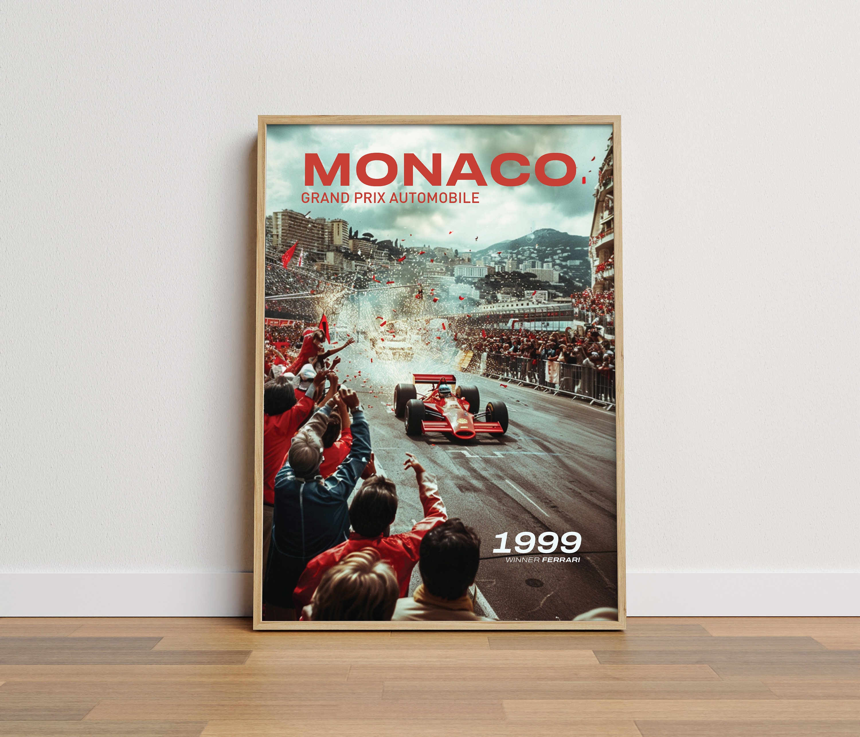 Monaco Grand Prix Print, Vintage Wall Art, Car Race Poster, 1999 Grand ...