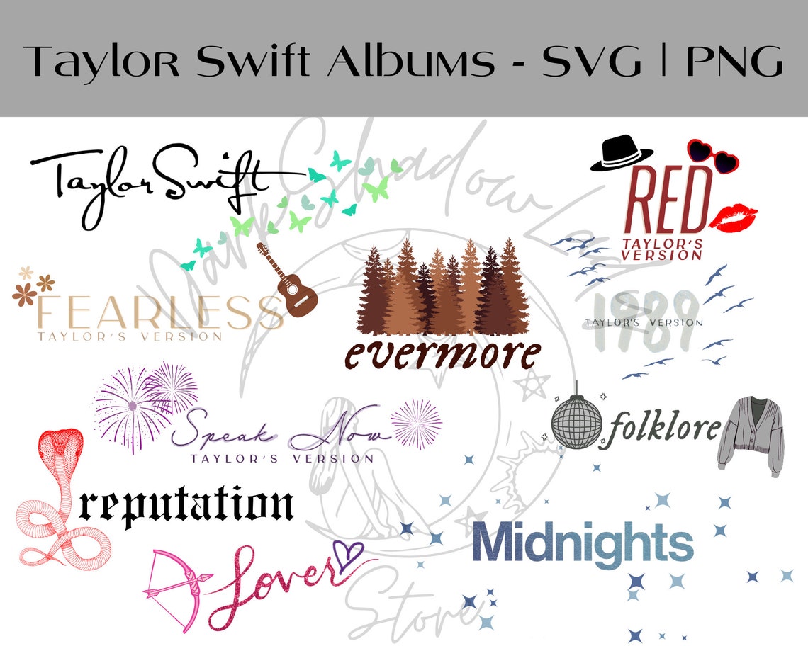 Taylor Swift Album Titles SVG PNG Digital Download Eras Tour Album ...
