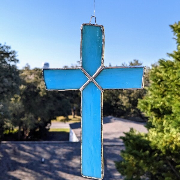 Blue Stained Glass Cross - Etsy