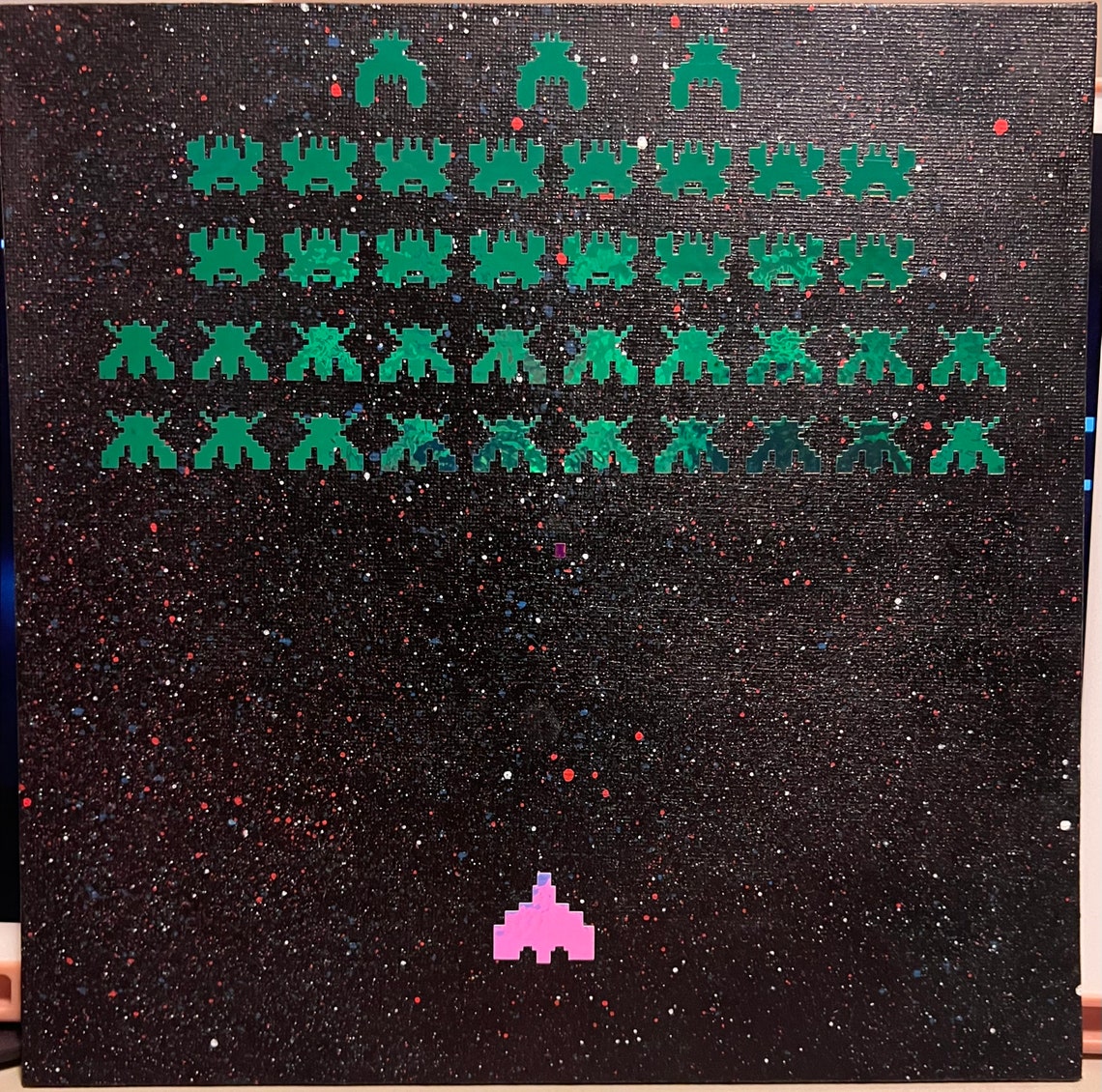 Galaga Holographic Design on Canvas - Etsy