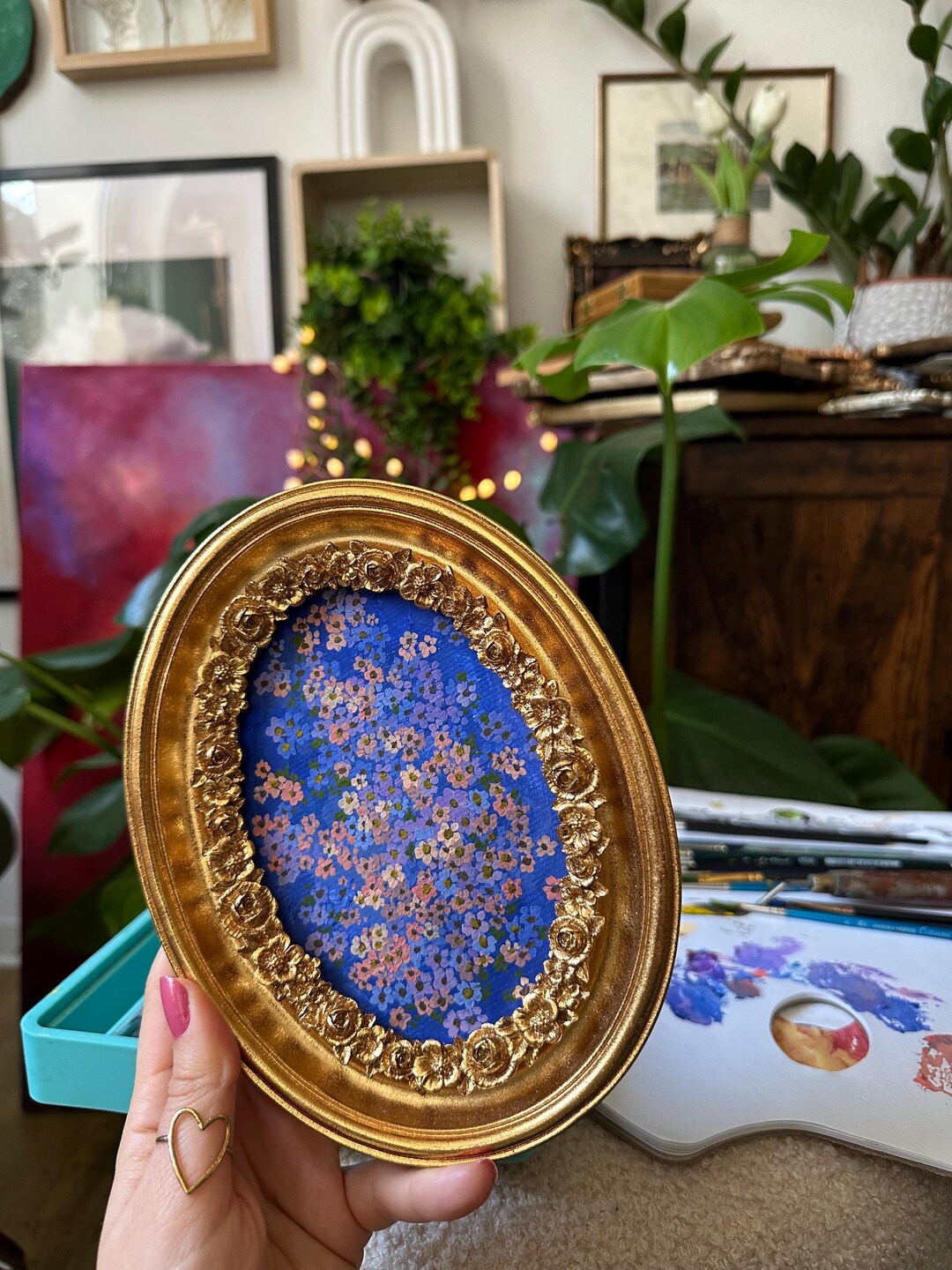 Colorful Flower Painting Original | Unique Handmade Gouache Art ...