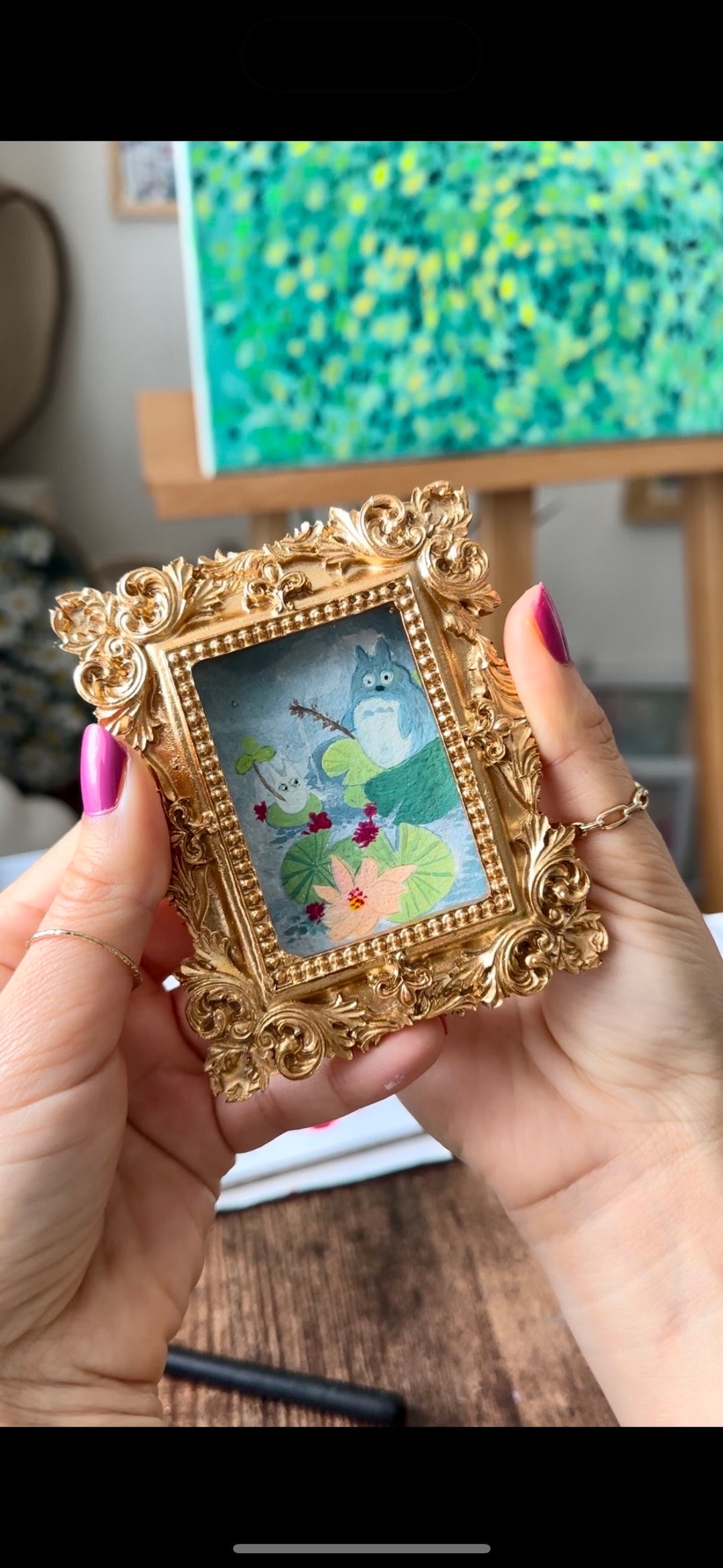 Totoro Painting, Original Framed Art,studio Ghibli Fan Art, Handmade ...